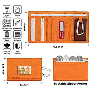 Rough Enough Kids Wallet for Boys Girls Teen with Neck Lanyard Keychain Canvas Bright Orange