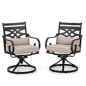 Sophia and William Patio Swivel Dining Chairs Set of 2, Outdoor Metal Armchairs, Outdoor Dining Chairs