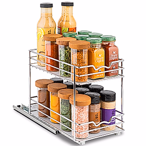 HOLDN’ STORAGE Spice Rack Organizer for Cabinet, Heavy Duty - Pull Out Spice Rack 5 Year Warranty- Spice Organization 6-1/2"Wx10-3/8 Dx8-7/8 H - Spice Racks for Inside Cabinets & Pantry Closet.
