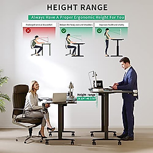 JWX L Shaped Electric Standing Desk, 63 Inches Stand Up Corner Desk, Home Office Sit Stand Desk with Carbon Firben Top, Black Frame & Caster Wheels Set…