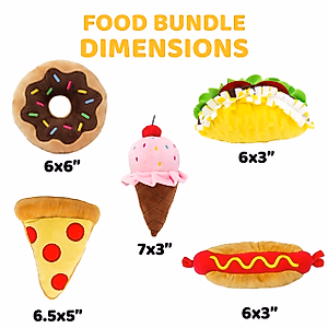 Downtown Pet Supply - Squeaky Dog Toys - Dog Chew Toys for Aggressive Chewers - Ice Cream, Donut, Pizza, Taco and Hotdog - Durable Dog Toys for Puppies, Small & Medium Dogs - 5 Pack