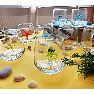 HeguSun 3D Drinking Glass Cup with Cute Animal Figurine Inside, Hand Blown Glass Ocean Life Animals Figures Inside Mug, Stemless Glass for Wine, Water, Milk, Beverages, 12oz(Ocean Animals)