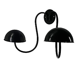 Owlgift Modern Metal Wall Mounted Entryway Retail Hat Rack/Wig Display Stand w/ 2 Circular Hat Hooks, Black