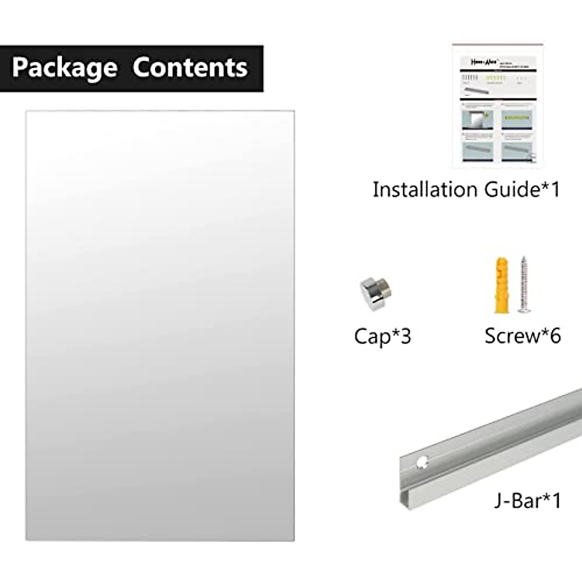 haa (48''x32'') Wall Mounted Frameless Activity Mirrors for Home Gym Large Full Body Use Tempered Glass with Safety Backing (1)