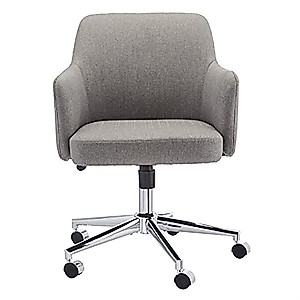 Amazon Basics Upholstered Home Office 360 Degree Swivel Rolling Desk Chair with Arms and Adjustable-Height - Light Gray, 25"D x 23.25"W x 36.25"H