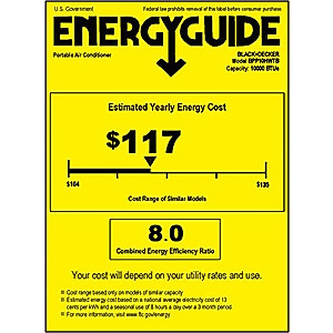 BLACK+DECKER 14,000 BTU Portable Air Conditioner with Heat and Remote Control, White