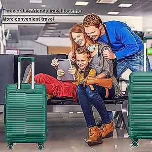 Camkey Luggage 3 Piece Set Suitcase Spinner Hardshell Lightweight TSA Lock, 20 Inch, 24 Inch, 28 Inch (Green)