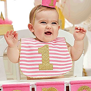 Mud Pie Baby Girl Birthday Bib, Stripe, One Size