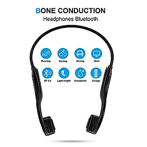 HUICCN Waterproof Bone Conduction Headphones for Swimming, IPX8 Open-Ear MP3 Player Wireless Sport Earphones Headset Built-in 8GB Flash Memory for Running, Diving Water, Gym, Spa，Black