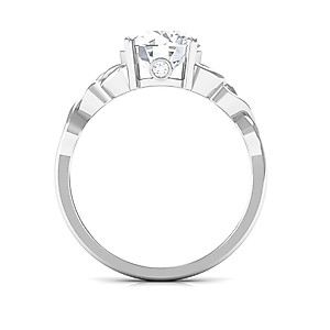 2.25 CT Moissanite Solitaire Ring, 8 MM Moissanite Solitaire Engagement Ring, Moissanite Gold Celtic Ring, Moissanite Engagement Ring for Women, 14K White Gold, Size:US 6.50