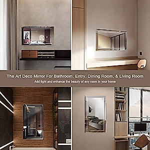 FRALIMK Mirror on Mirror Rectangular Beveled Edge Polished Frameless Rectangle Bathroom Decorative Wall Mirrors for Entryway, Living Rooms and Bedrooms, 15.75" x 27.56"