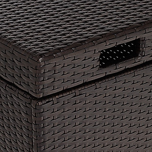 Crosley Furniture Palm Harbor Resin Wicker Outdoor Trash Can With Lid for Backyard, Patio, Deck, Balcony, Brown