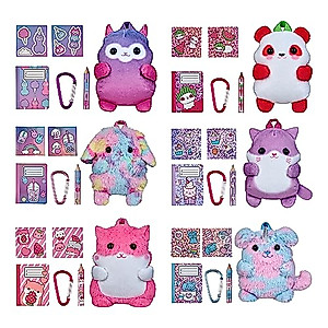 REAL LITTLES - Comes with Only 1 Backpack - Plushie Pet Backpacks. Soft, Fluffy, Animal Micro Backpack with 4 Real Working Micro Stationery Surprises Inside! - Styles May Vary