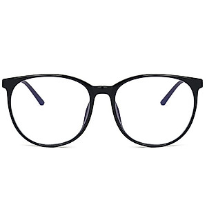 Shiratori New retro Blue Light Blocking Glasses Round Nerd Eyeglasses Frame Anti Blue Ray Computer Game Glasses (Bright black)
