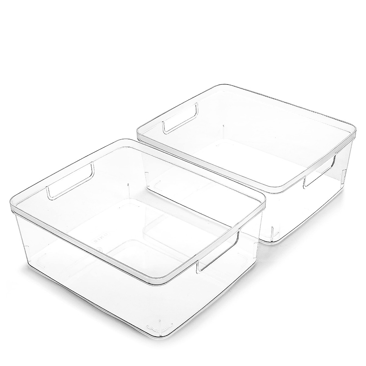 BINO | Plastic Storage Bins, Medium - 2 Pack | THE LUCID COLLECTION | Multi-Use Organizer Bins | Built-In Handles | BPA-Free | Clear Storage Containers | Fridge Organizer | Pantry & Home Organization