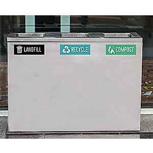 Pixelverse Design - Landfill Recycle Compost Stickers - Premium UV Outdoor & Indoor Adhesive Weatherproof Trash Can Vinyl - 3x9 Inches - 6 Pack Set