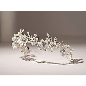 SWEETV Bridal Headband Silver Tiara for Bride Headpieces for Wedding Hair Accessories for Brides Prom Photography