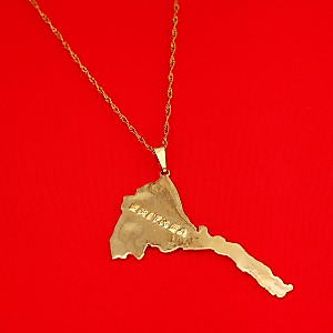 Eritrea Map Pendants Necklace Women Map of Eritrea 24K Gold Jewelry African Necklace Ethiopia (Eritrea Pendant)