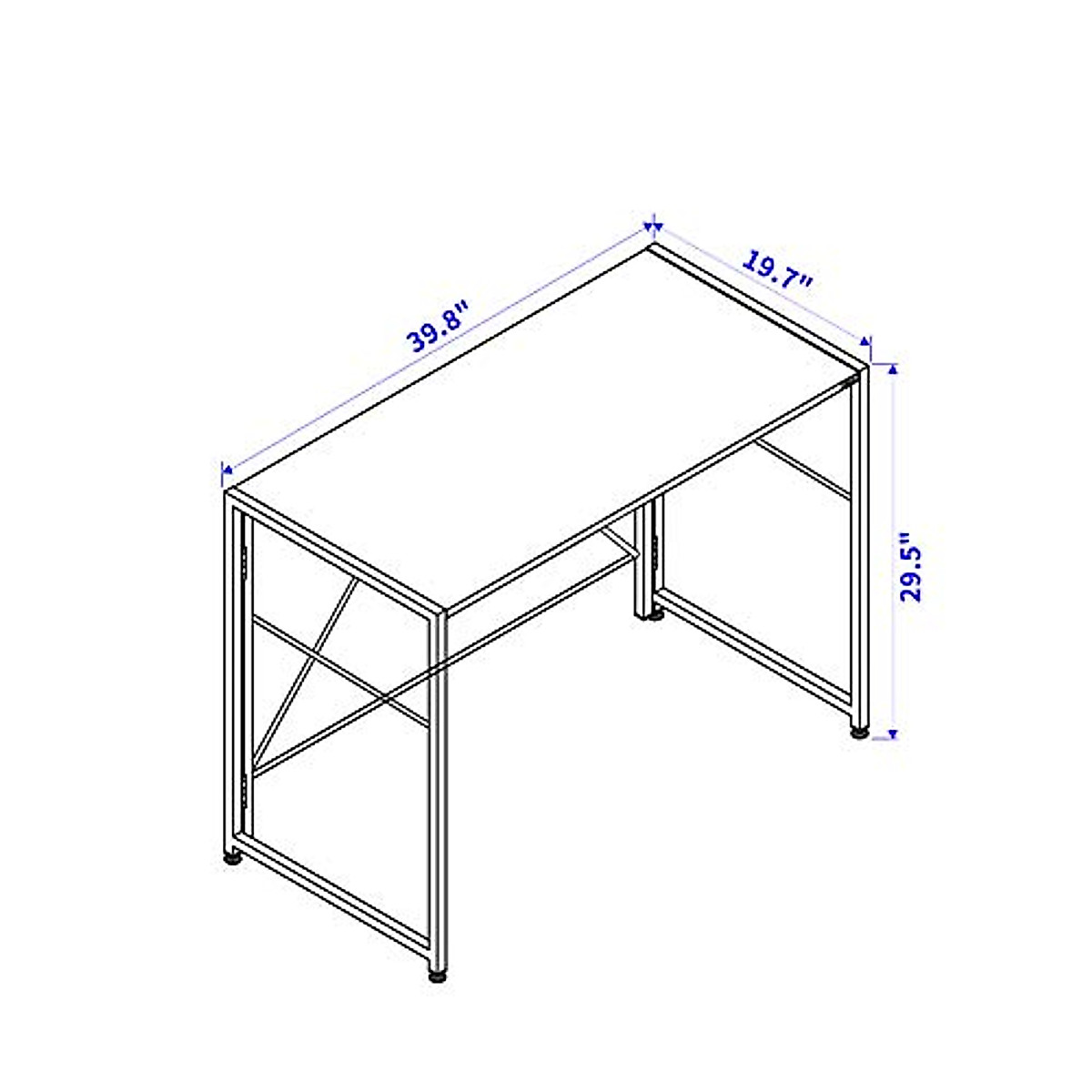 SOFSYS Modern Folding Computer Writing Desk for Small Space, Gaming, and Home Office Organization, Foldable Industrial Metal Frame with Sturdy Desktop for Students or Small Business, Oak/White