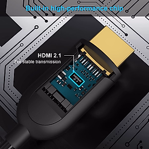 huaham 8K Fiber Optic HDMI Cable 3.3ft, 48Gbps Ultra High Speed HDMI 2.1 Cable 8K@60Hz 4K@120Hz, Support eARC RTX 3090 HDCP 2.2&2.3 Dolby Compatible with PS5, Xbox Series X, Roku/Fire/Sony/LG CX TV