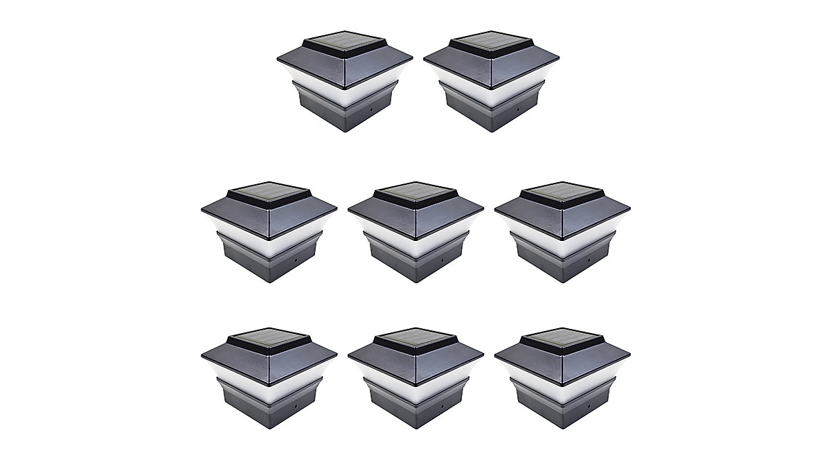 iGlow 8 Pack Solar LED Post Lights for 4x4 Fence Posts
