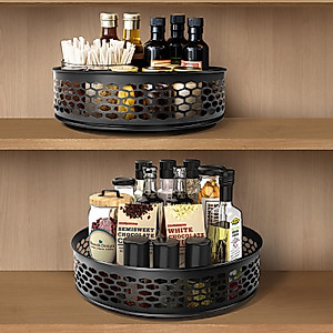 2 Pack Lazy Susan Turntable for Cabinet Table, 10" & 9" Metal Steel Turntable Organizer with Non-Slip Pad, Perfect for Spices, Vanity, Fridge, Countertop, Pantry
