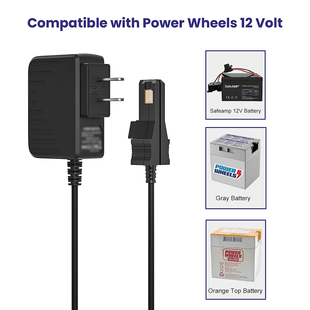XXSZHY 12 Volt Battery Charger for All Power Wheels 12-Volt Ride-on Toys, for Fisher-Price Using The Orange Top Battery or The Gray Battery