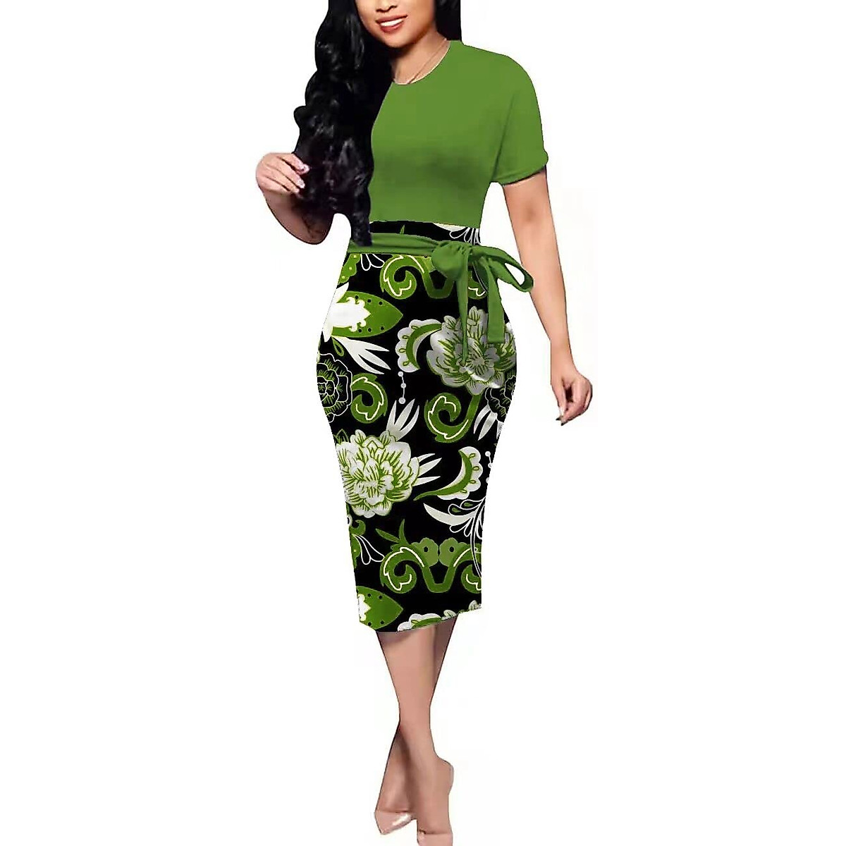 BOGURST Summer Dress for Women Mini Sexy Bodycon Party Dresses Green M