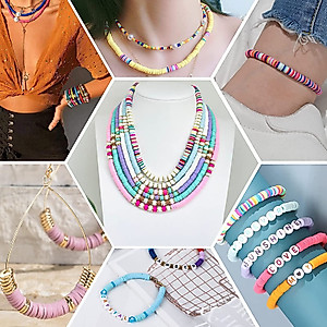 selliner 5800 Clay Beads Bracelet Making Kit, Preppy Spacer Flat Beads for Jewelry Making,Polymer Heishi Beads with Elastic Strings Gifts for Teen Girls Crafts for Girls Ages 6-12