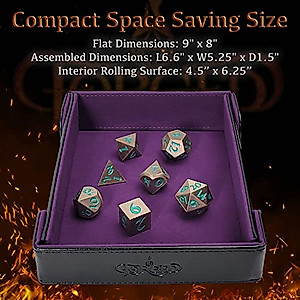 Forged Dice Co. 6 Inch Magnetic Folding Dice Tray - Portable Folding Dice Rolling Tray for use as DND Dice Tray D&D Dice Tray or Dice Game - Quiets Rolling Metal Dice and Folds Flat - Purple