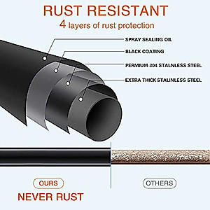 Fire Pit Poker, 46 Inch Extra Long Outdoor Fire Poker for Fireplace, Fire Pit, Campfire, Wood Stove and Indoor Use, Heavy Duty Wrought Steel Campfire Poker Tool, Rust-Resistant Black Finish