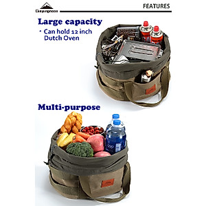 CAMPINGMOON Canvas Carry Bag for 12-inch Dutch Oven DO-32BK