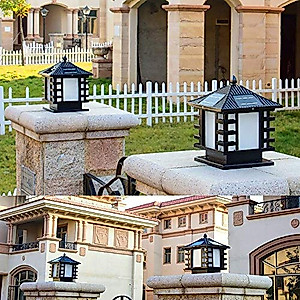 Solar Column Headlight Exterior Energy Saving LED Post Lantern Super Bright Garden Home Wall Light Street Antique Pillar Lamp Fixture