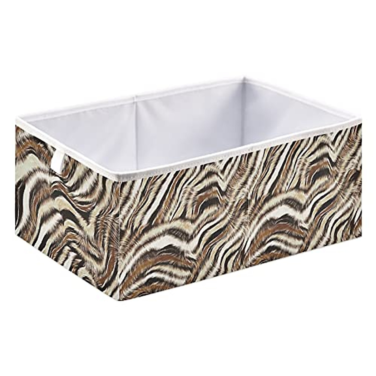 Leopard Zebra Print Cube Storage Bin Collapsible Storage Bins Waterproof Toy Basket for Cube Organizer Bins for Nursery Toys Kids Books Closet Shelf Office - 11.02x11.02x11.02 in