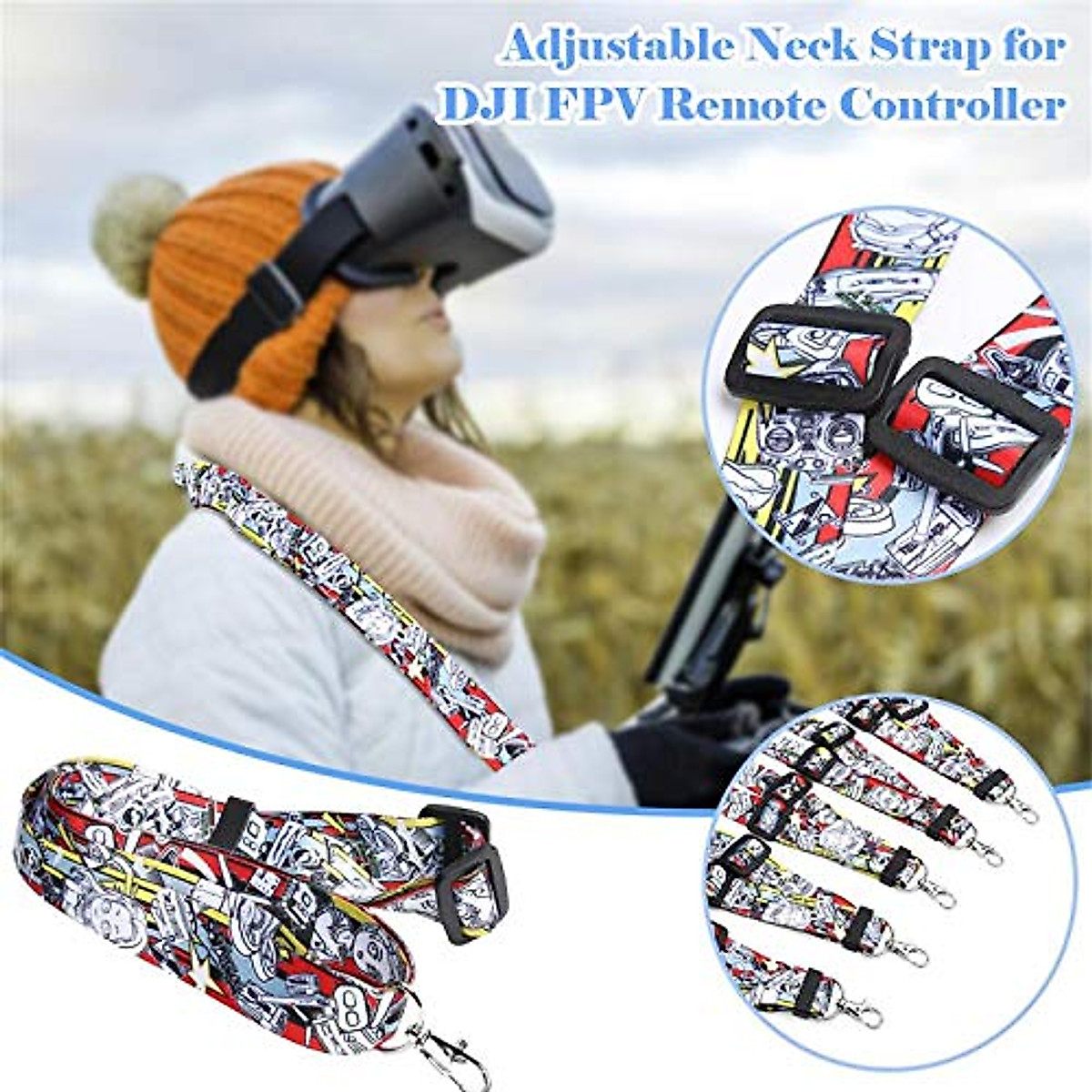 Nebwe Drone Accessories Rc Tools Rc Accessories and Parts Adjustable Neck Strap for Drone FPV Remote Controller with Nylon and Metal Buckle Drone Parts Drone Tool Kit