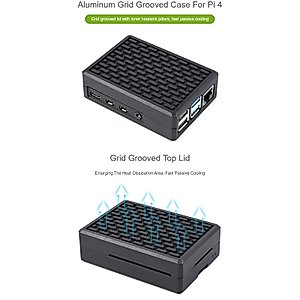 Waveshare Aluminum Grid Grooved Case for Raspberry Pi 4 Inner Heatsink Pillars