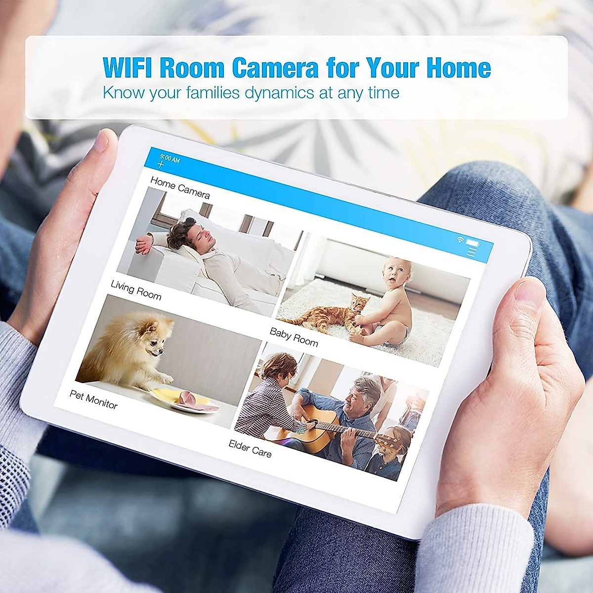 Ebitcam Baby Monitor with Camera and Audio, 1080P HD Pet Camera with Sound/Motion Detect, Plug-in Indoor Security Camera with Night Vision, 2 Way Audio Nanny IP Cam for Home Surveillance-Alexa