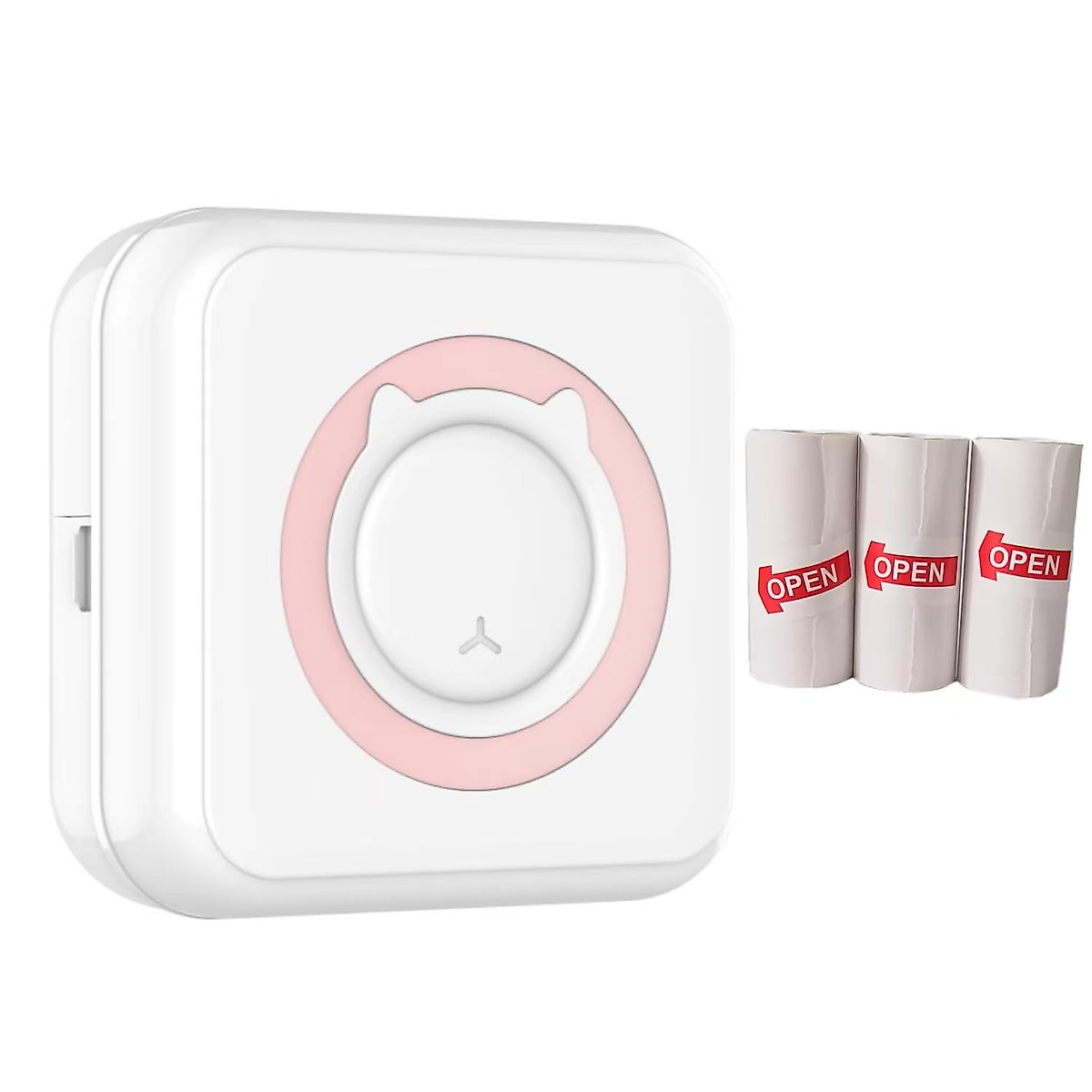 TZH C15 Inkless Mini Pocket Printer, iPhone Mobile Phone Mini Photo Portable Bluetooth Printer, Support iOSAndroid Smart Phone, with 3 Rolls of White Thermal Paper (Pink)