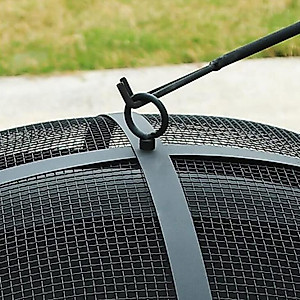 MCNUSS Portable Fire Pit, Round Steel Fire Bowl for Garden Patio Camping, Bonfire Fire Pit, Outdoor Fireplace with Mesh Cover and Poker, Easy to Assemble