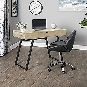 Calico Designs Rockdale Modern Office Writing Laptop Desk with Multiple Storage Compartments, Cord Management and Charging Station, Black/Honey Maple