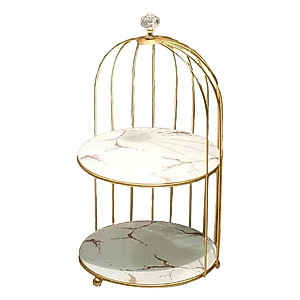NC Desktop Perfume Organizer Cake Cupcakes Serving Holder Makeup Jewelry Rings Display Stand Bathroom Living Room Storage Rack Shelf - White 2 Tier