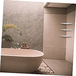 Garneck Wall Storage Rack Bathroom Shelves Wall Corner Storage Holder Floating Shelves Bathroom Display Shelf Bathroom Shelf Wall Shelf Triangle Fan Shaped Rack Sector Wall Bracket White