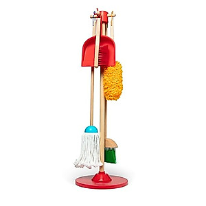 Melissa & Doug Dust! Sweep! Mop! 6-Piece Pretend Play Cleaning Set - Broom, Duster, Kid-Sized Cleaning Toys For Boys and For Girls