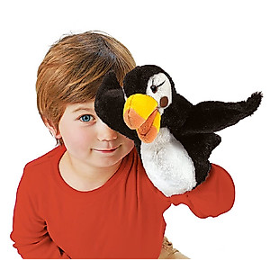 Folkmanis Little Puffin Hand Puppet, Black, White, Yellow, 1 EA