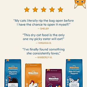 Made by Nacho Bone Broth Infused Dry Cat Kibble - Digestive Support, Cage-Free Turkey and Pumpkin - Premium Grain-Friendly Cat Food 4lb Bag