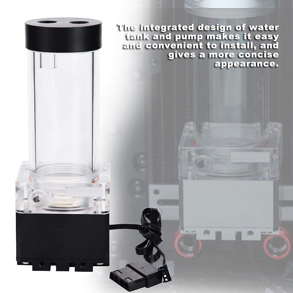 Pump/Reservoir Combo,800L/H PC Water Cooling Integrated Mute,G 1/4" Thread Port PC CPU Water Cooling System Heat Exchanger Tool(17cm-Black)