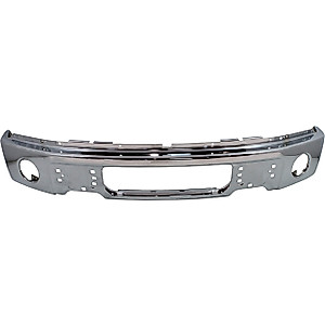 Evan Fischer Front Bumper Compatible with 2009-2014 Ford F-150, Chrome Steel with Fog Light Holes FO1002411
