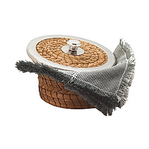 MEXTEQUIL - Authentic Mexican Tortilla Warmer Basket - Pine Needle Handwoven with Handloomed Cloth (Small Metal Rim w cloth)