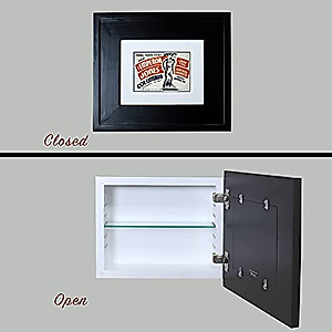 Fox Hollow Furnishings Landscape Recessed Picture Frame Medicine Cabinet (14" W x 11" H) - Black