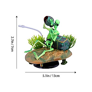 POPETPOP Aquarium Ornament Pirate Skeleton Decoration Skull Fish Tank Decor Cave for Hiding Betta Fish Accessories